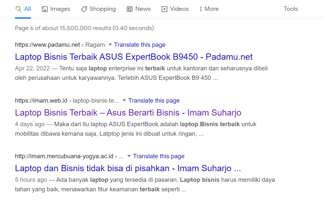 SERP di Google Tulisan lama dan baru atas bawah – News Center 31